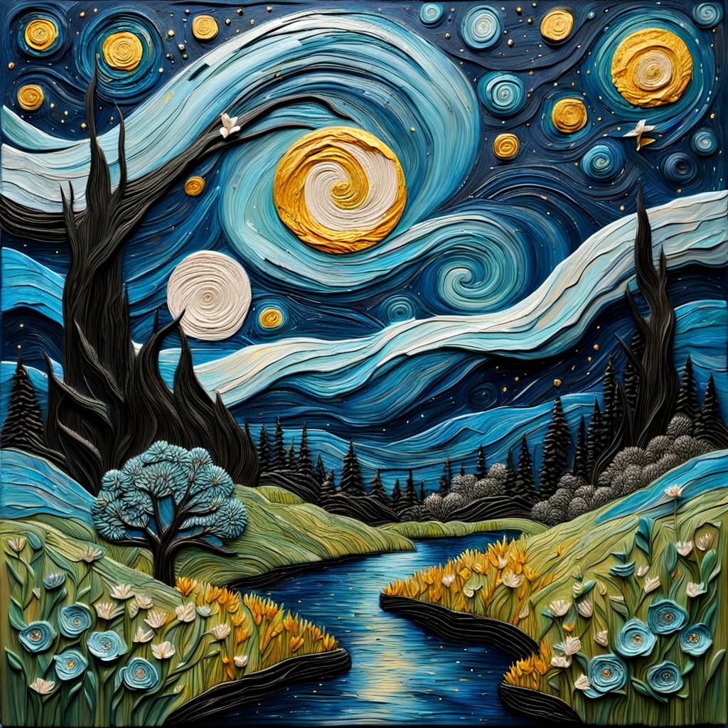 Starry Night texture- play - AI Generated Artwork - NightCafe Creator
