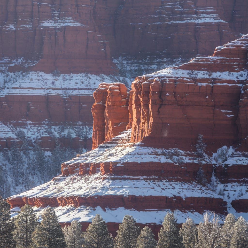 The red rocks of Sedona blanketed in snow