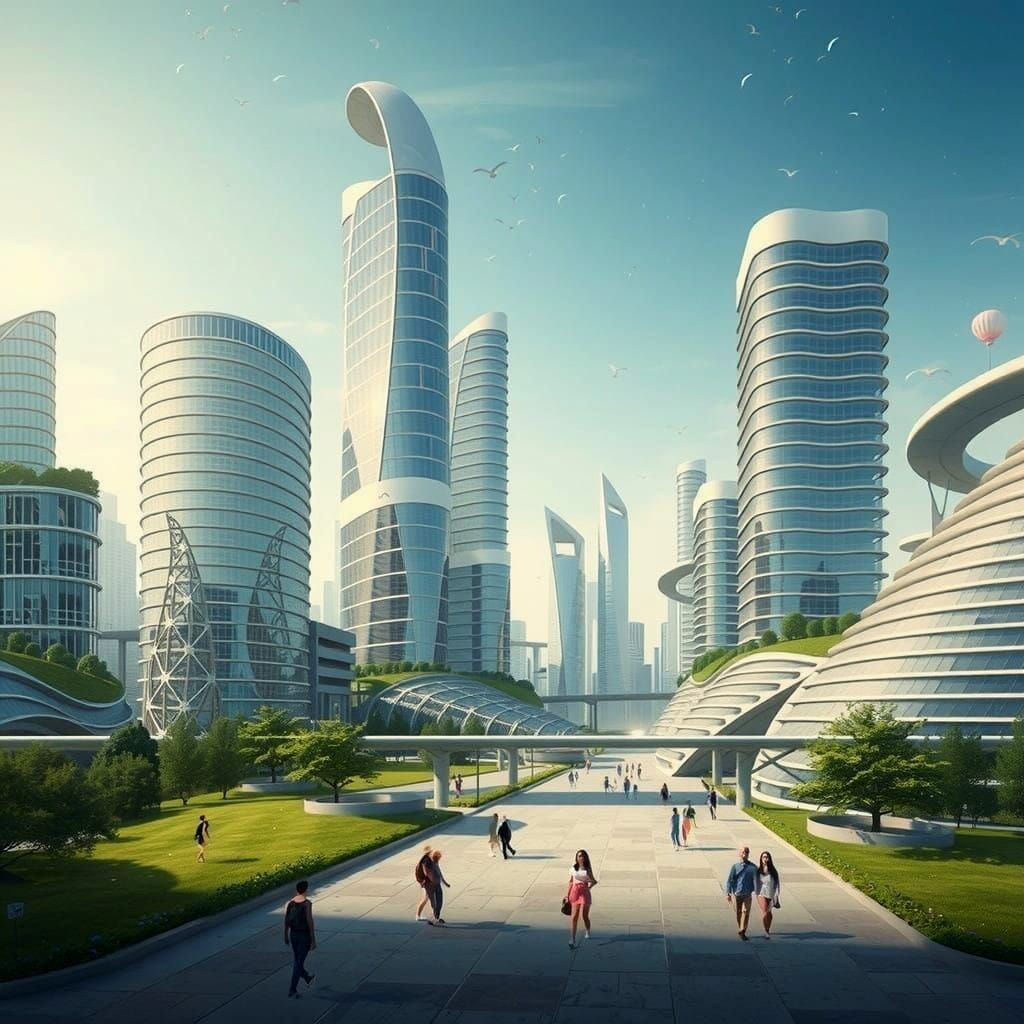 A new city constructed in solarpunk style for efficiency and ultimate ...