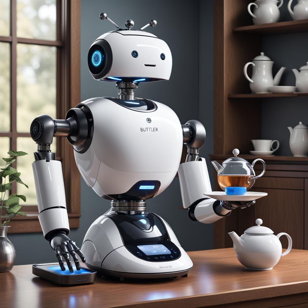 Counter top robot tea server - AI Generated Artwork - NightCafe Creator