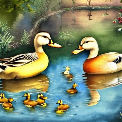 Duck pond - AI Generated Artwork - NightCafe Creator