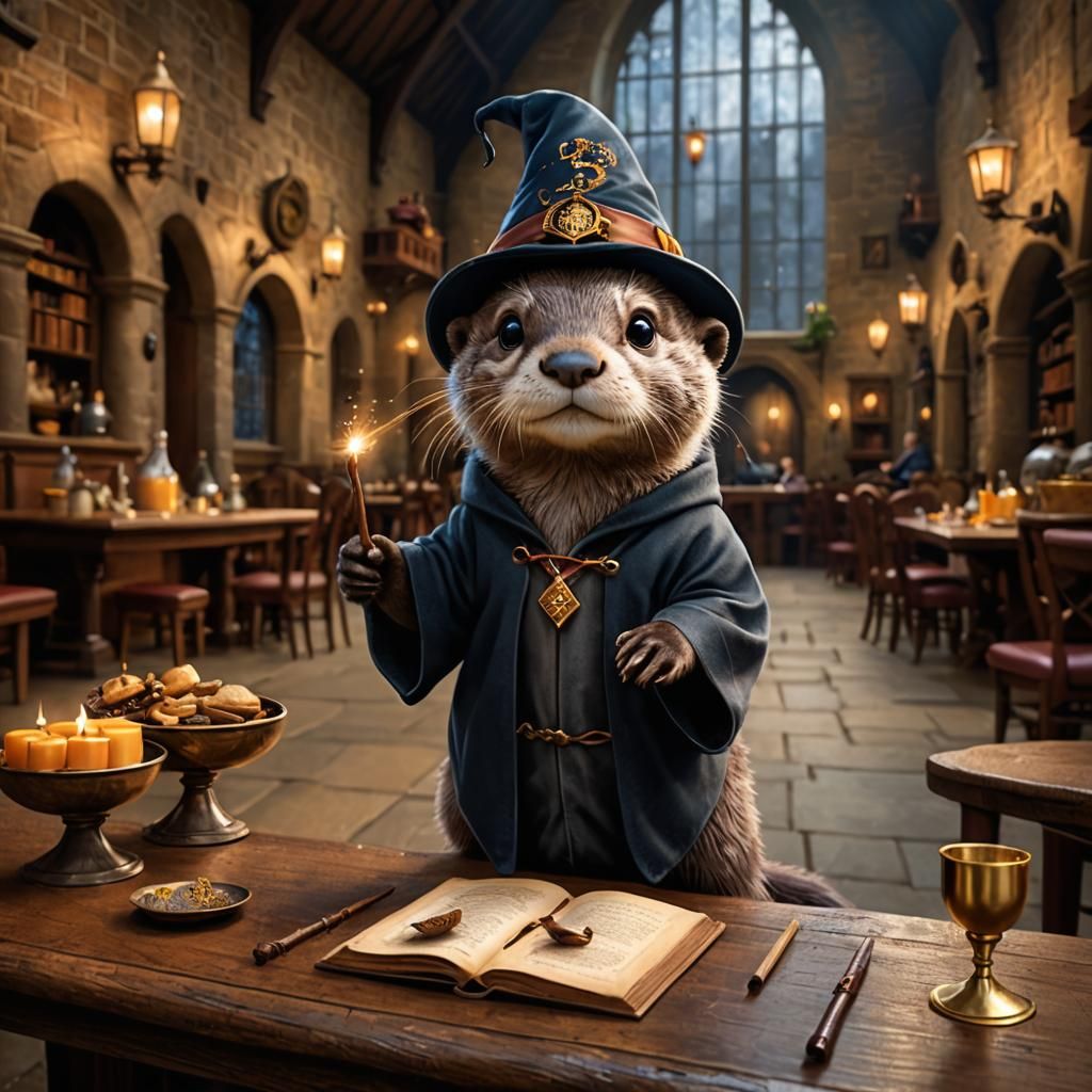 Harry Otter practising his magic tricks - AI Generated Artwork - NightCafe Creator