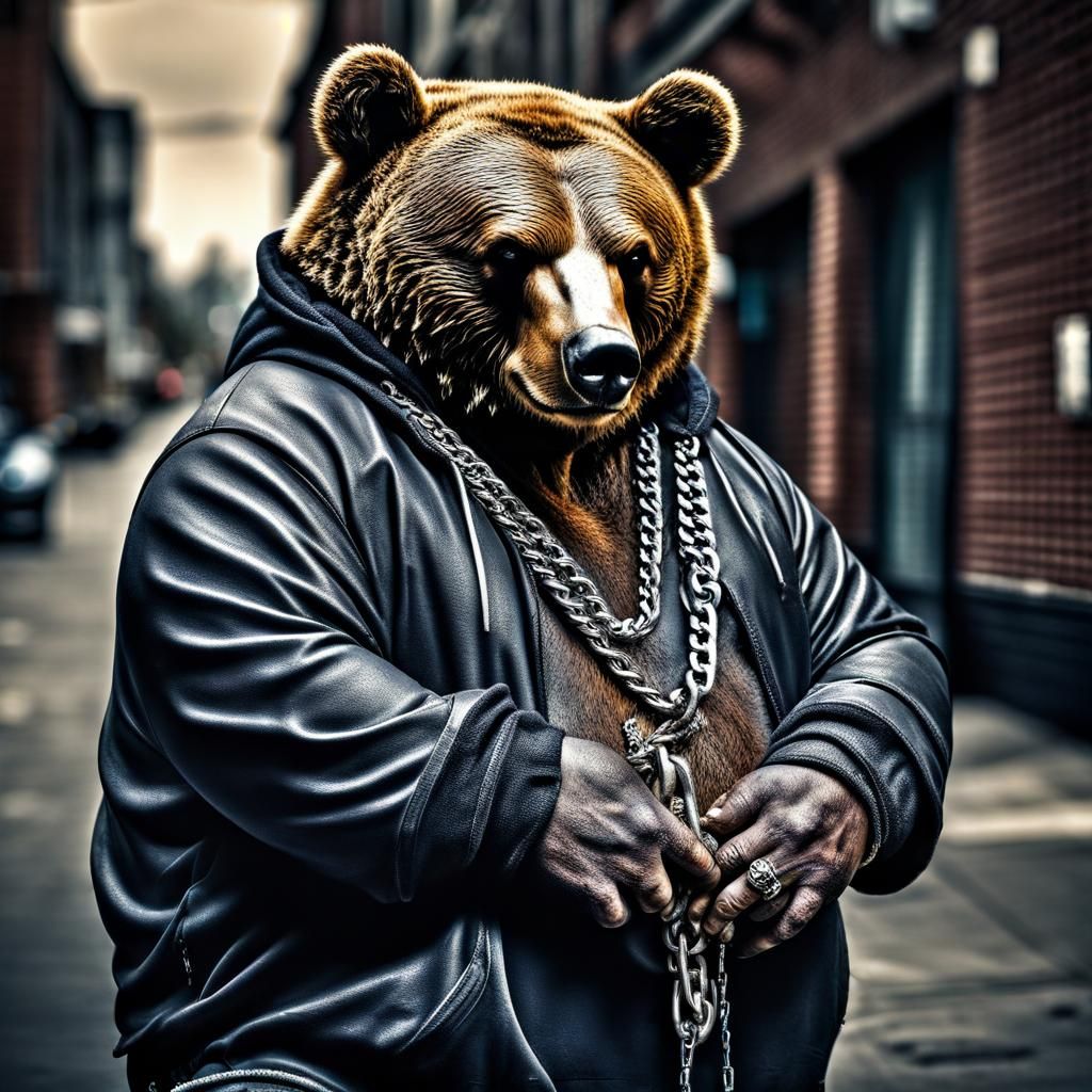 Street Thug Obese Bear - AI Generated Artwork - NightCafe Creator