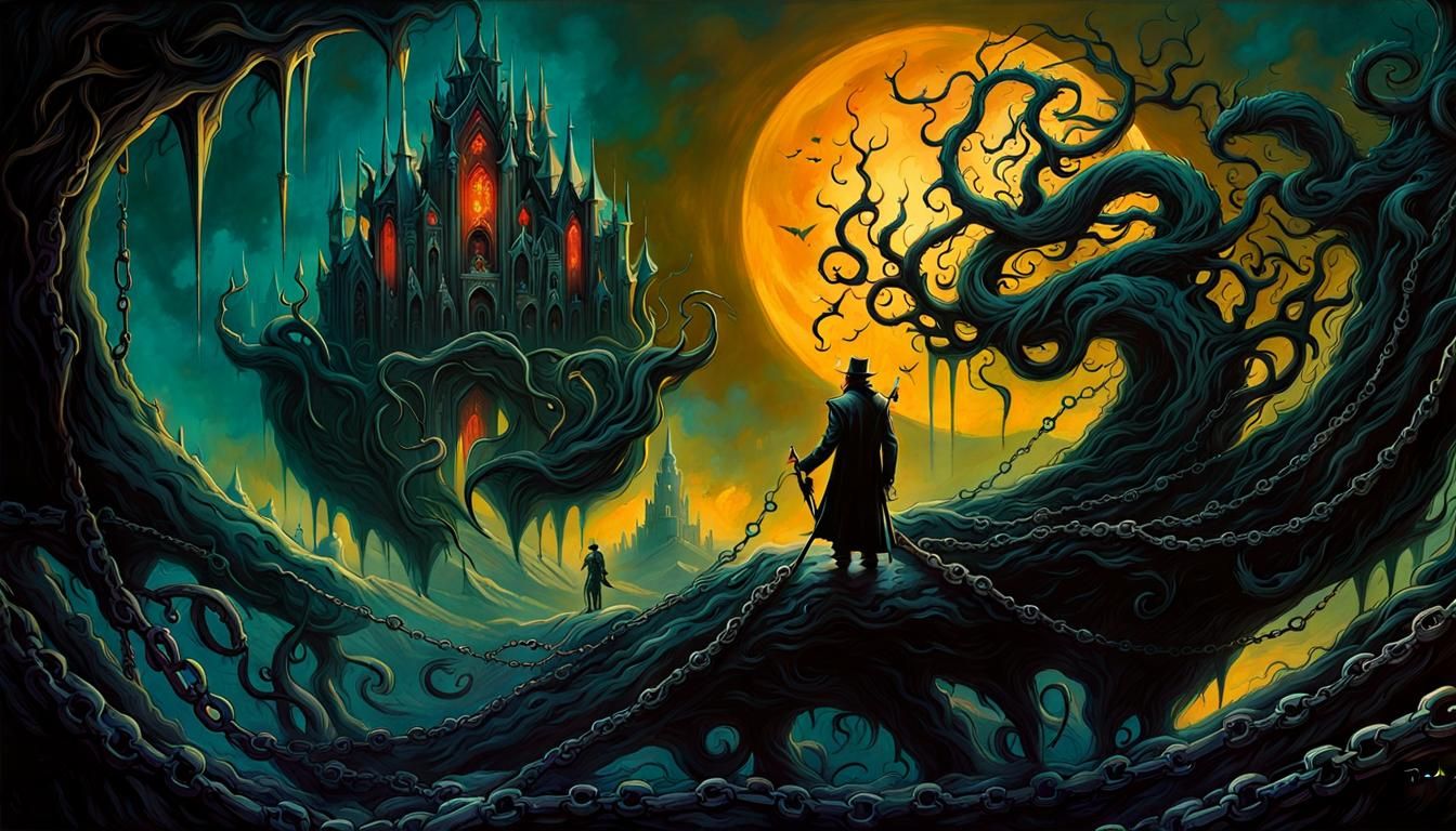 "Chain of Fools" epic abstract surreal Dark Fantasy masterpiece by Tim ...