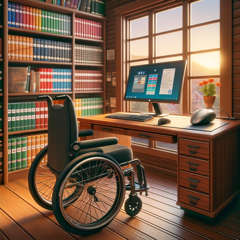 Cozy, Wheelchair-Accessible Workspace with Modifie... - AI Art