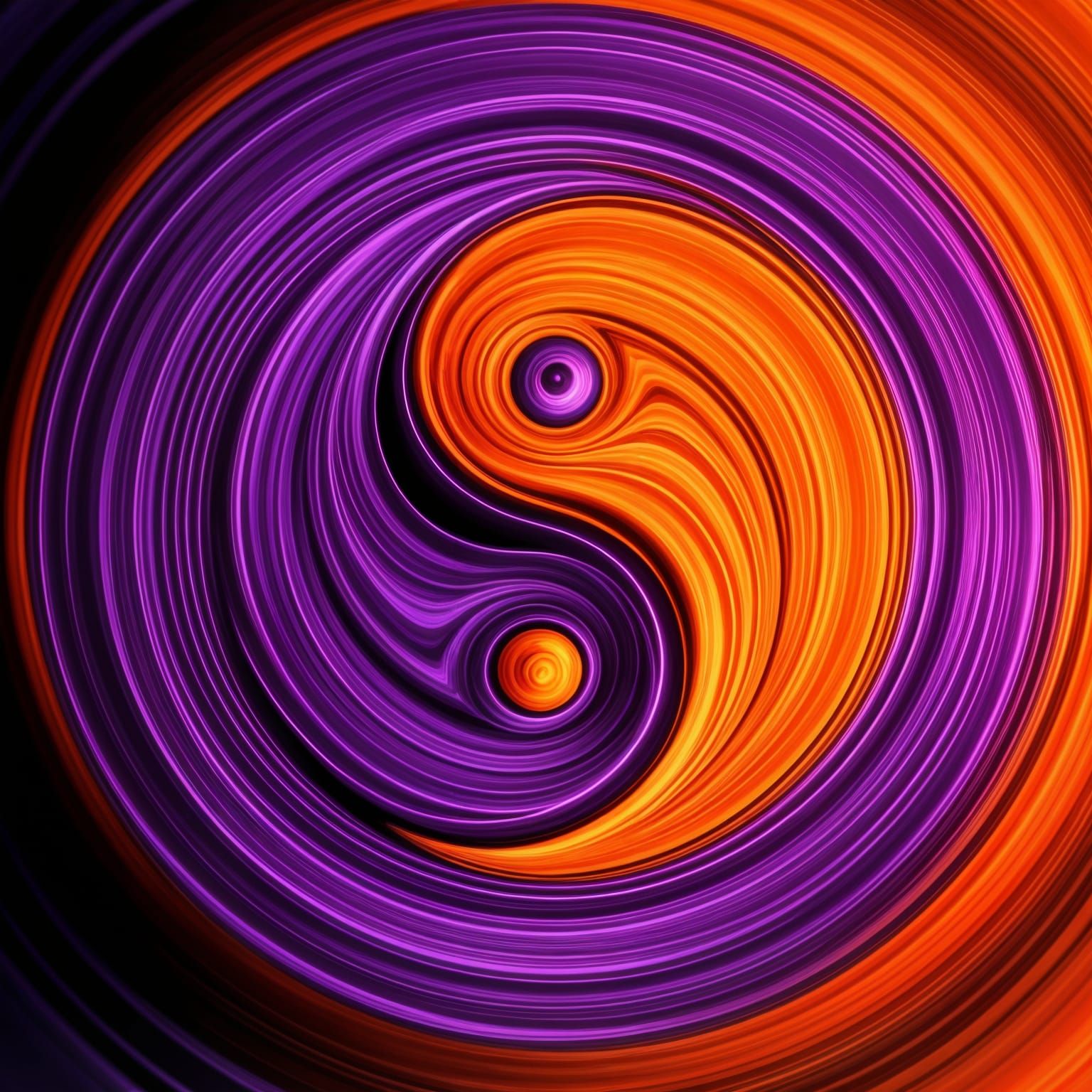 Yin and Yang in purple and orange colours.