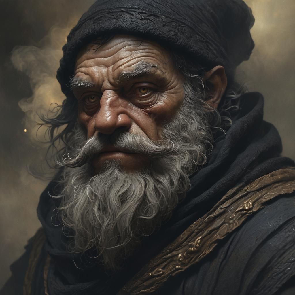 Grizzled Gruff Dwarf Thief - Dramatic Dwarf Thief in Dark Fa...