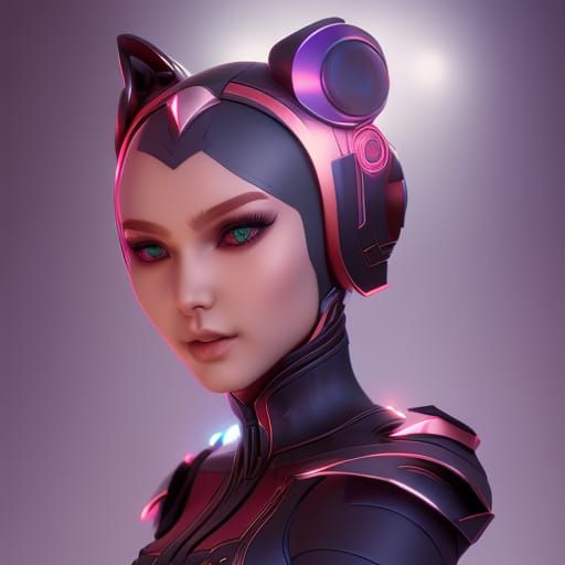 Cat Girl Robot 16 - AI Generated Artwork - NightCafe Creator