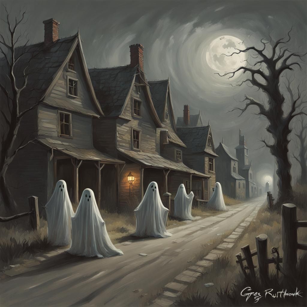 Ghosts roaming in a country village - AI Generated Artwork - NightCafe ...