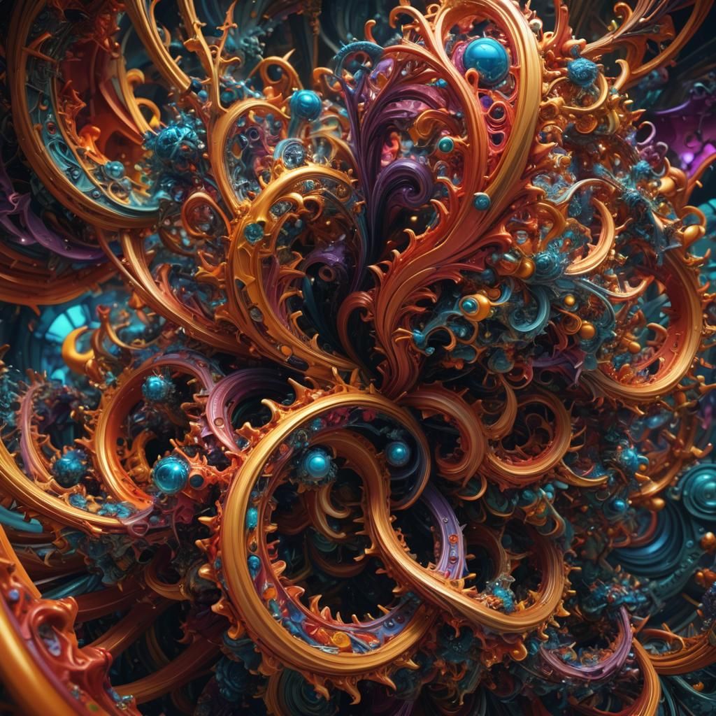 Random 3D fractal sculpture, twisted, chaotic, optical illusion, wild ...