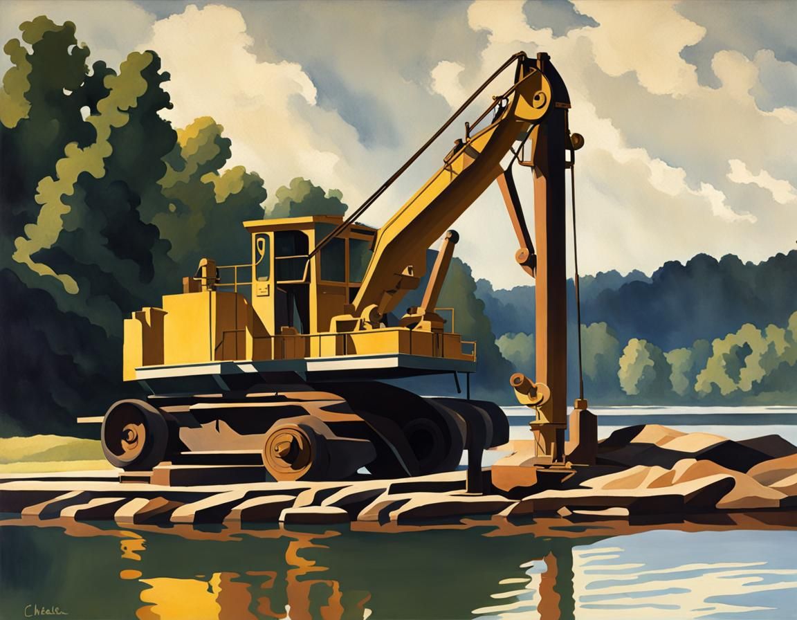 Dredger digging a lake - AI Generated Artwork - NightCafe Creator