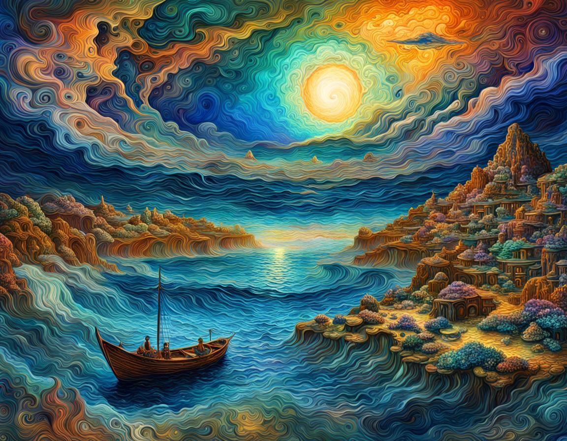 Ocean hiding in Jupiter . detailed matte painting intricately detailed ...