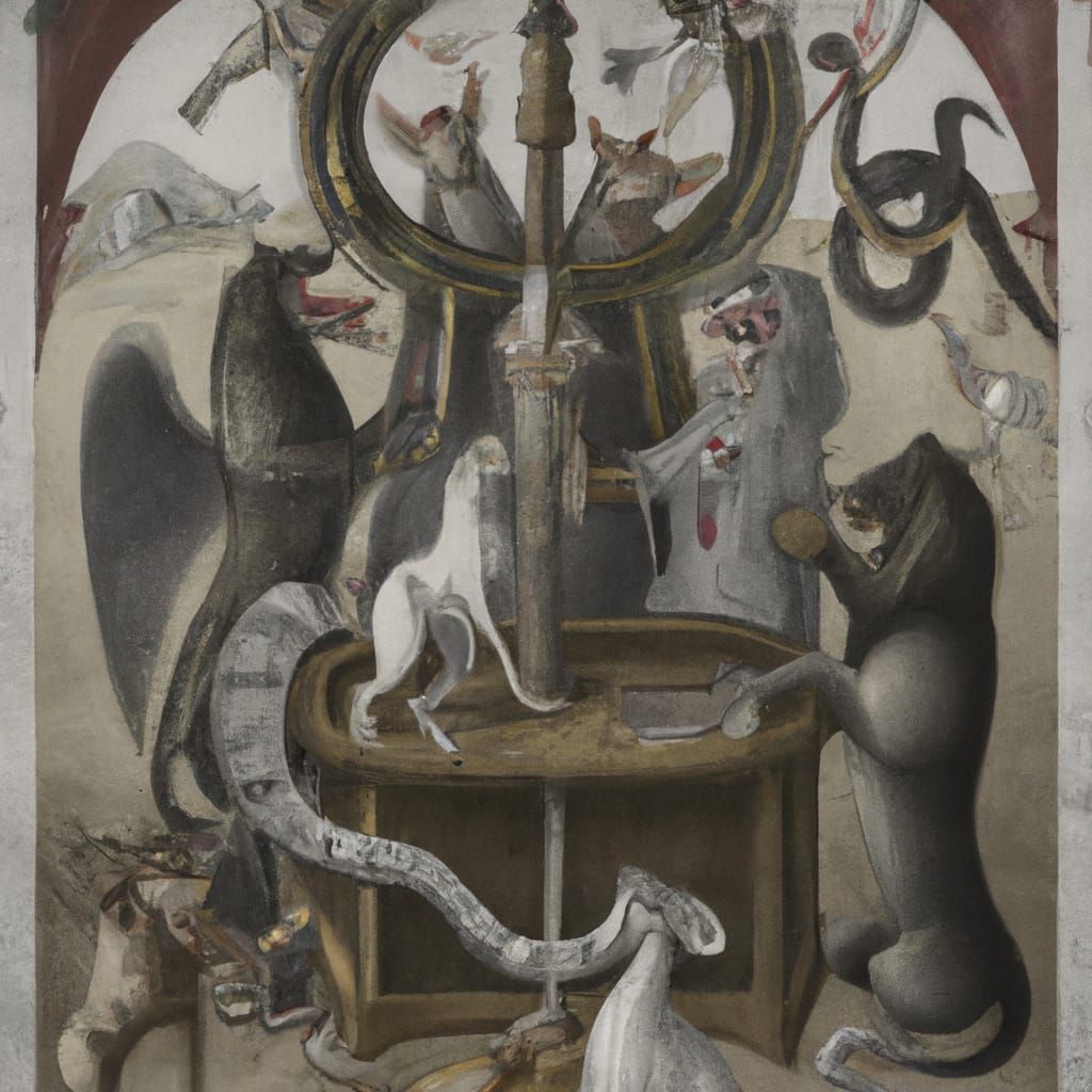 esoteric allegory of alchemy with animals, facsimile from manuscript ...