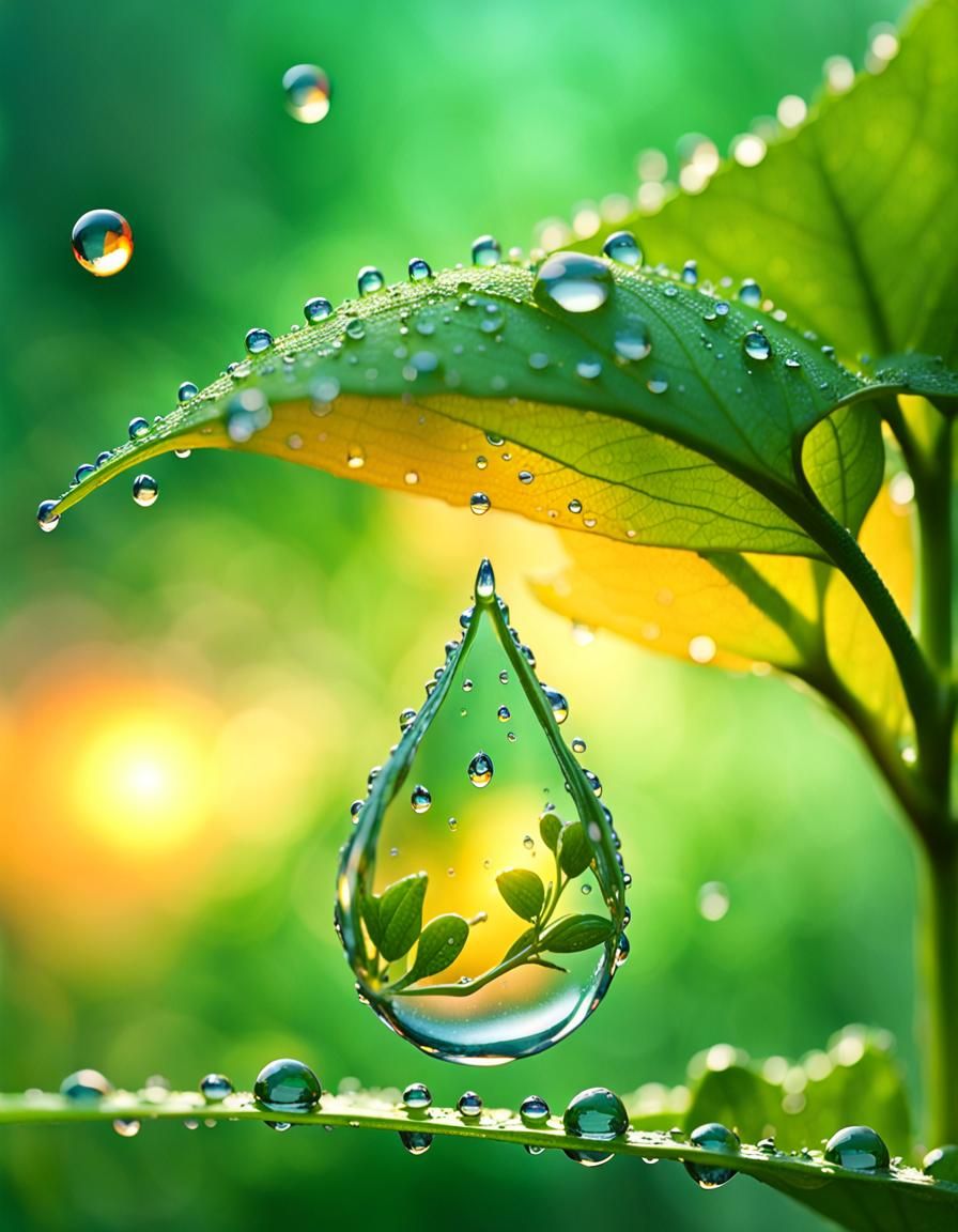 Falling Dew Drops - AI Generated Artwork - NightCafe Creator