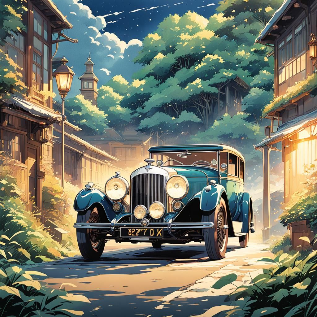 1929 Bentley, Studio Ghibli, Anime Key Visual, by Makoto Shinkai, Deep ...
