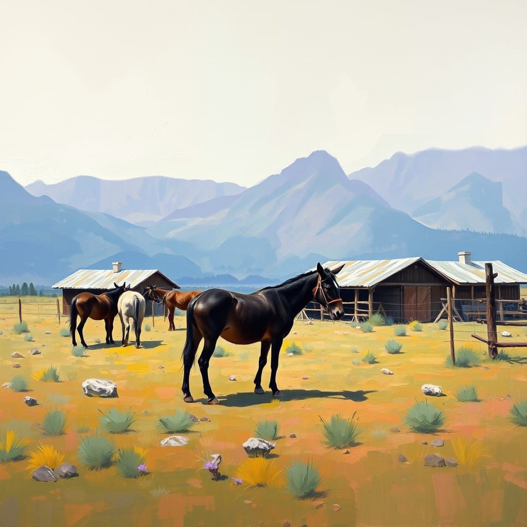 donkey ranch - Vibrant Donkey Ranch in a Kaleidoscope of Col...