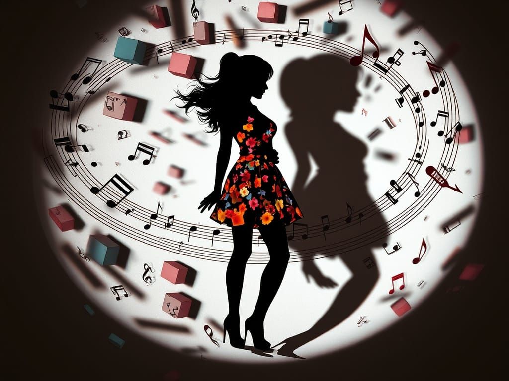 Psychedelic Calligram of Music and Neurons - AI Art