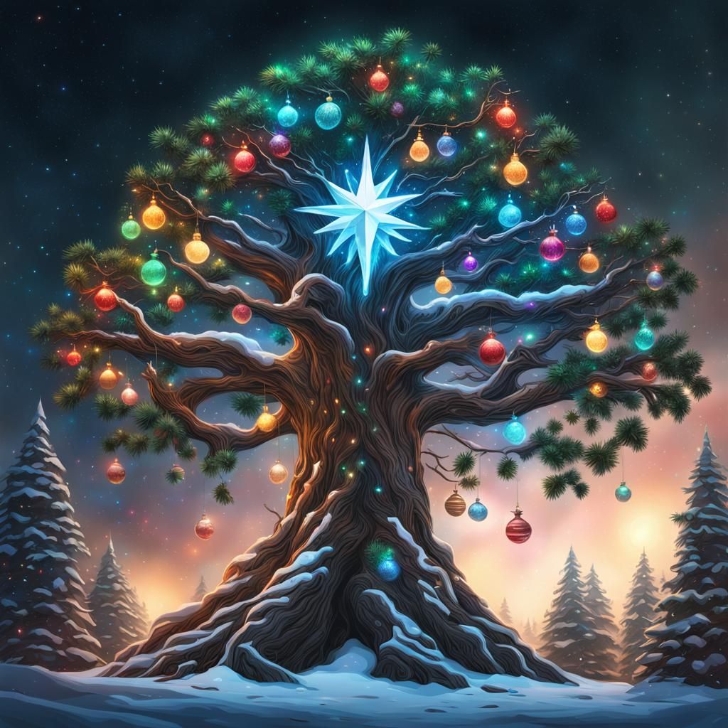 Hyperrealistic Alien Christmas Tree Concept Art - AI Art