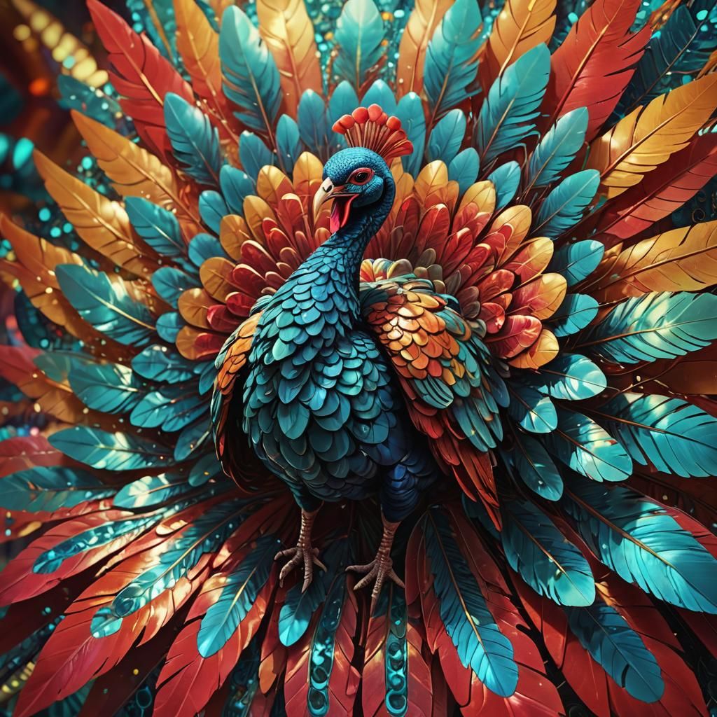 Turkey psychedelic - Surreal Iridescent Turkey in Dreamlike ...