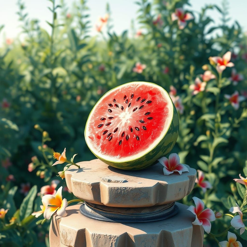 Watermelon :) - Surreal Watermelon in Vibrant Watercolor Sty...