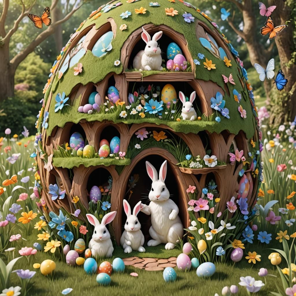 Bunny home on Easter - AI Generated Artwork - NightCafe Creator
