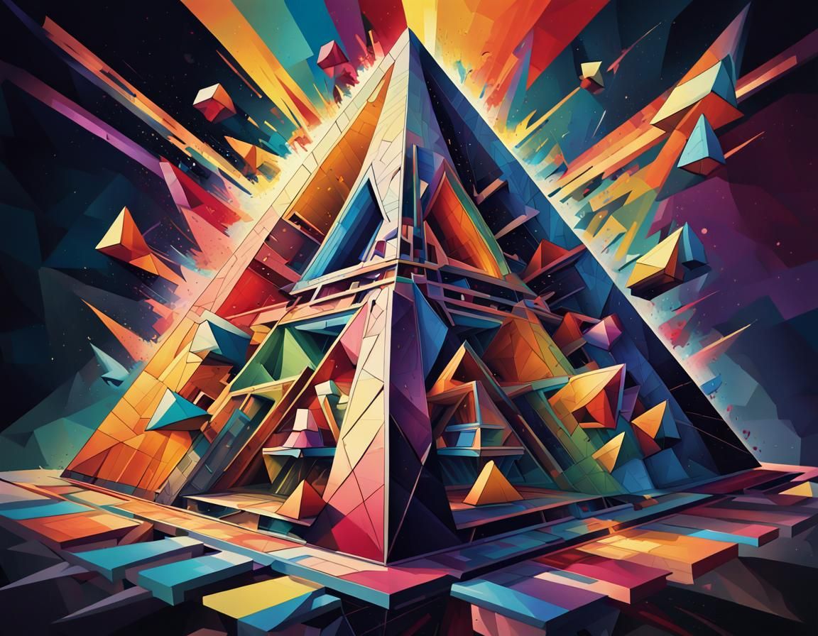 Exploding Spacetime Pyramid - AI Generated Artwork - NightCafe Creator