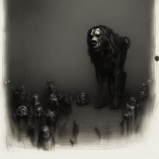 creepy dog horror Gustave Doré Greg Rutkowski - AI Generated Artwork ...