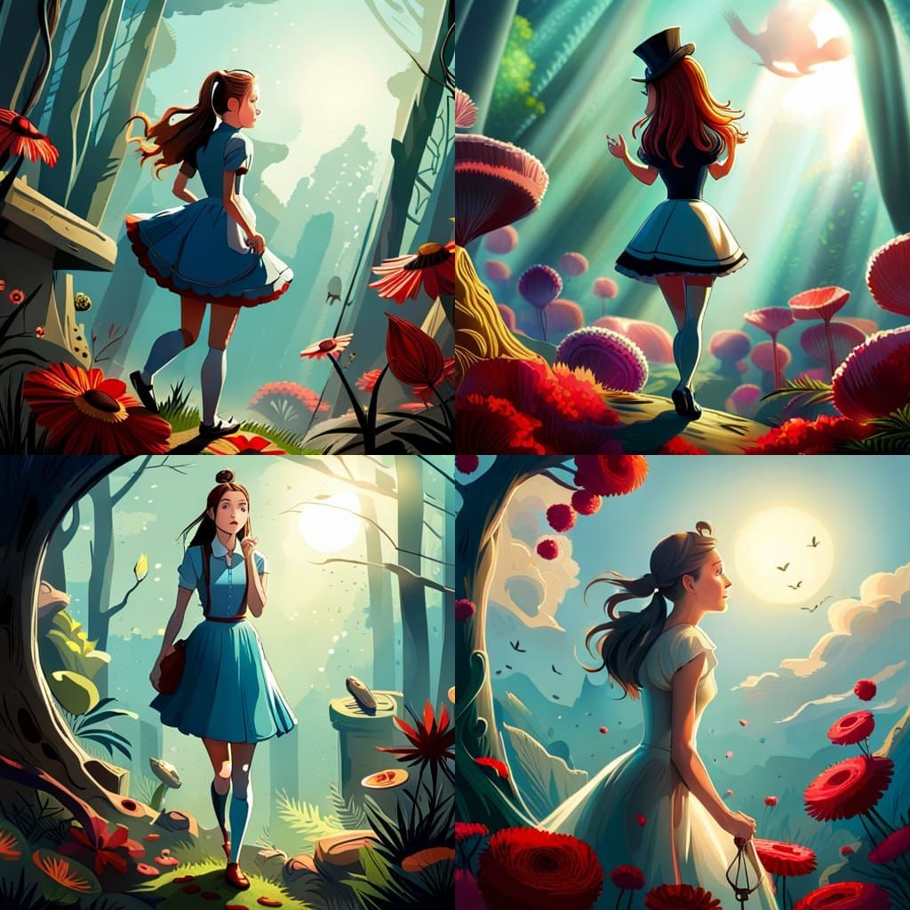 undead "Alice in wonderland" ,, dark gray green and red, accurate ...