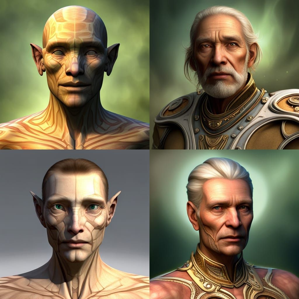 A older male Etherean face and shoulders. One notable and enchanting ...