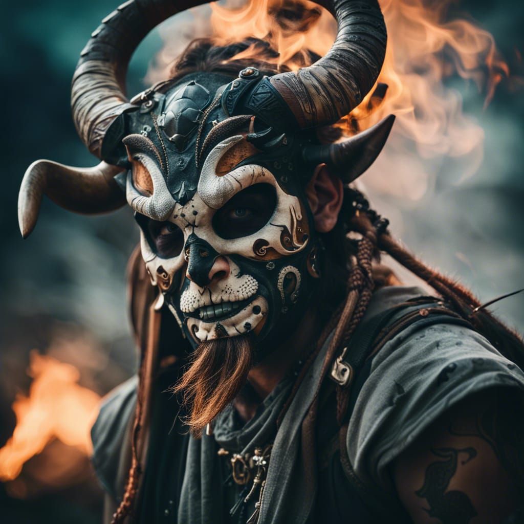 Photo close-up of a gorgeous pagan young and strong leader wearing a ...