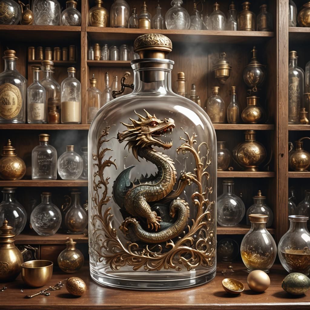 beautiful flask inside there is dragon - AI Generated Artwork ...
