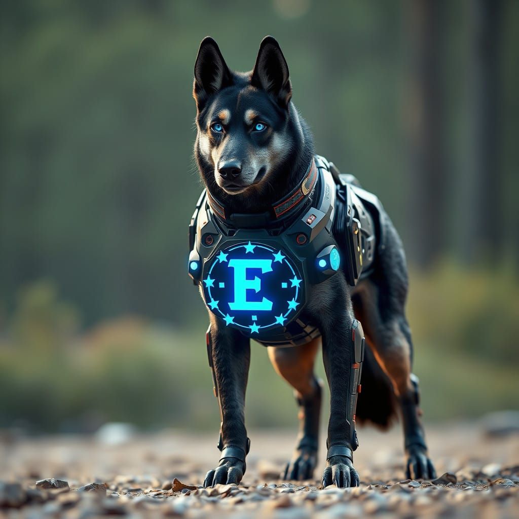 Cybernetic German Shepherd-Husky in a Futuristic L... - AI Art