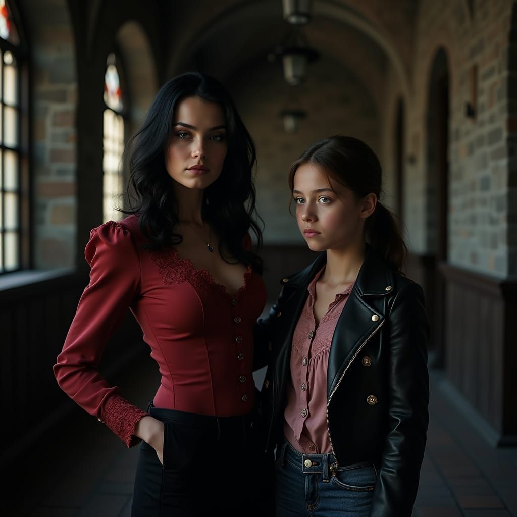 Confident Victorian Goddess in Midnight Gothic Rec... - AI Art