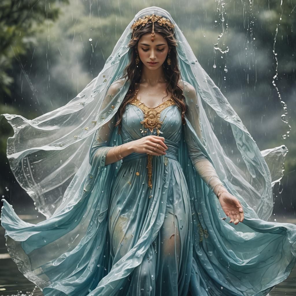 Goddess with blue dress - AI Generated Artwork - NightCafe Creator