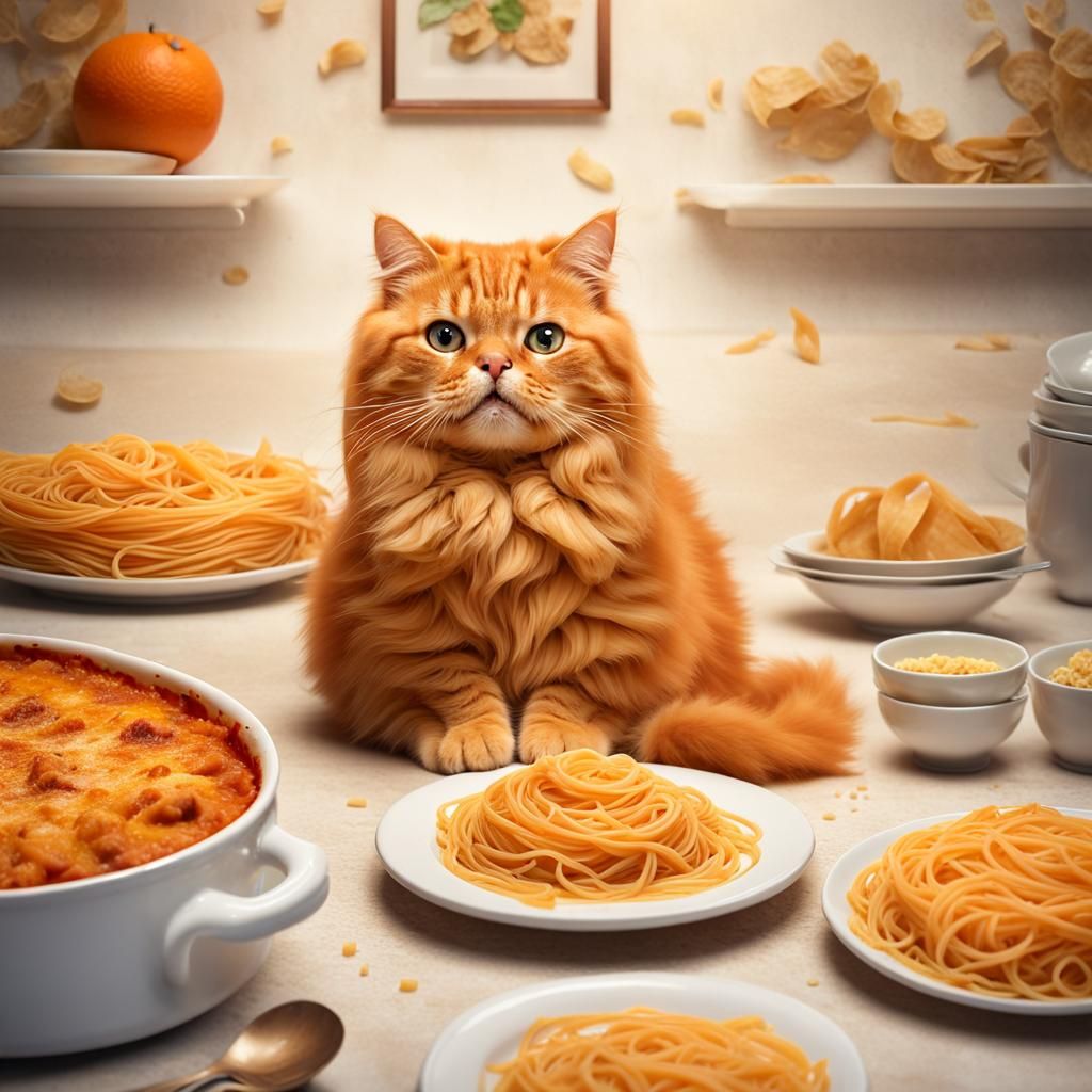 The Real Garfield in Pasta Paradies..meow - AI Generated Artwork ...