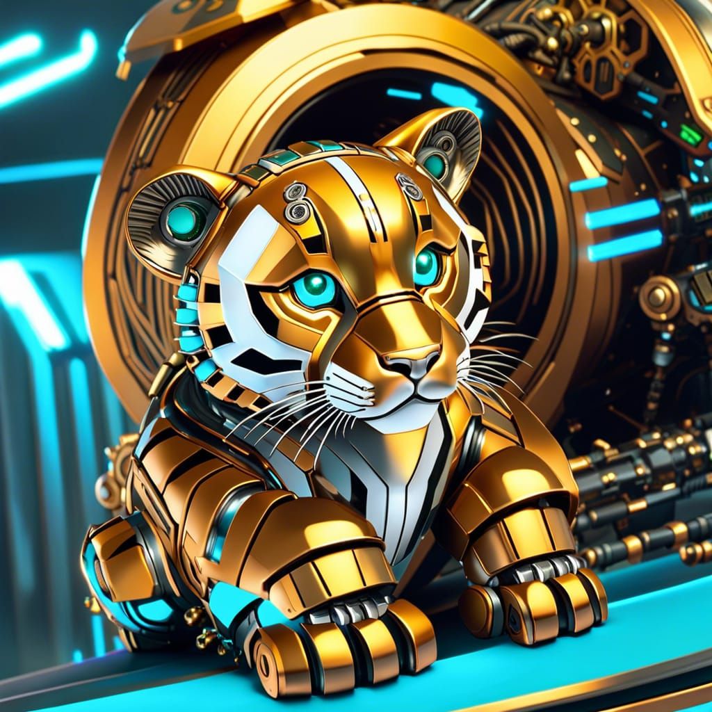 Mecha Tiger Cub - AI Generated Artwork - NightCafe Creator