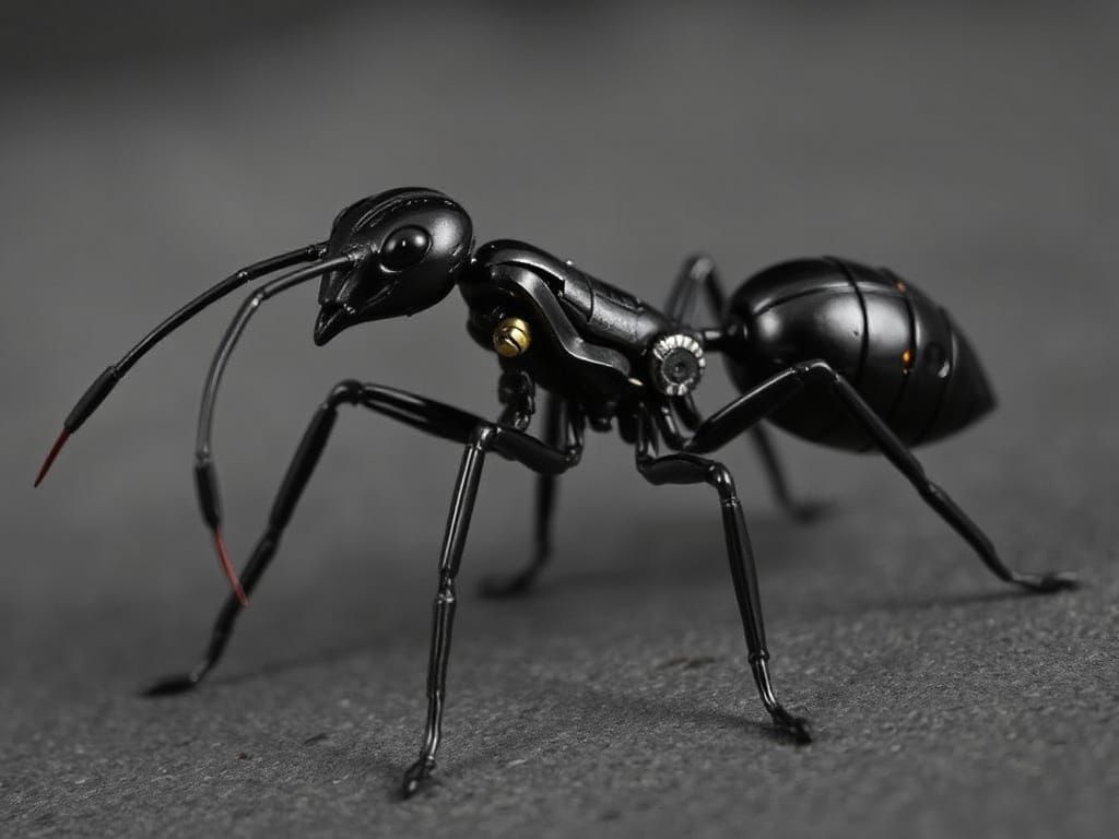 Black carpenter ants made out of titanium. Cyberants.