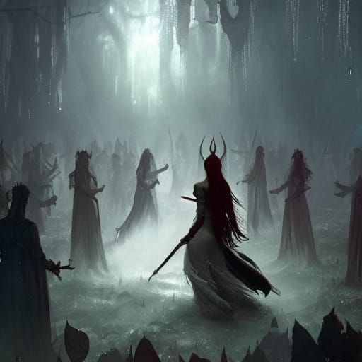Interrupting Dark Elven Ritual - AI Generated Artwork - NightCafe Creator