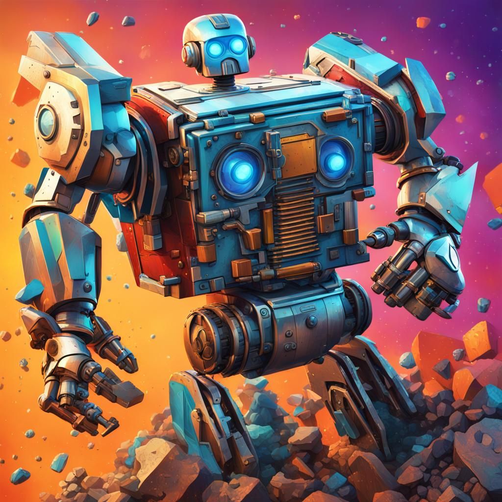 Blockhead art deco super hero robot with tools - AI Generated Artwork ...