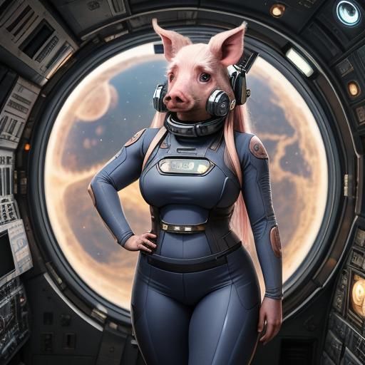 spaced pig girl 1 - AI Generated Artwork - NightCafe Creator