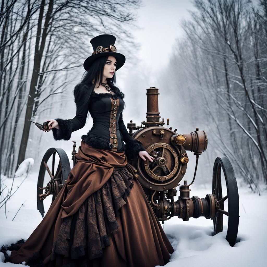 Steampunk Witch In The Snowy Woods - AI Generated Artwork - NightCafe ...
