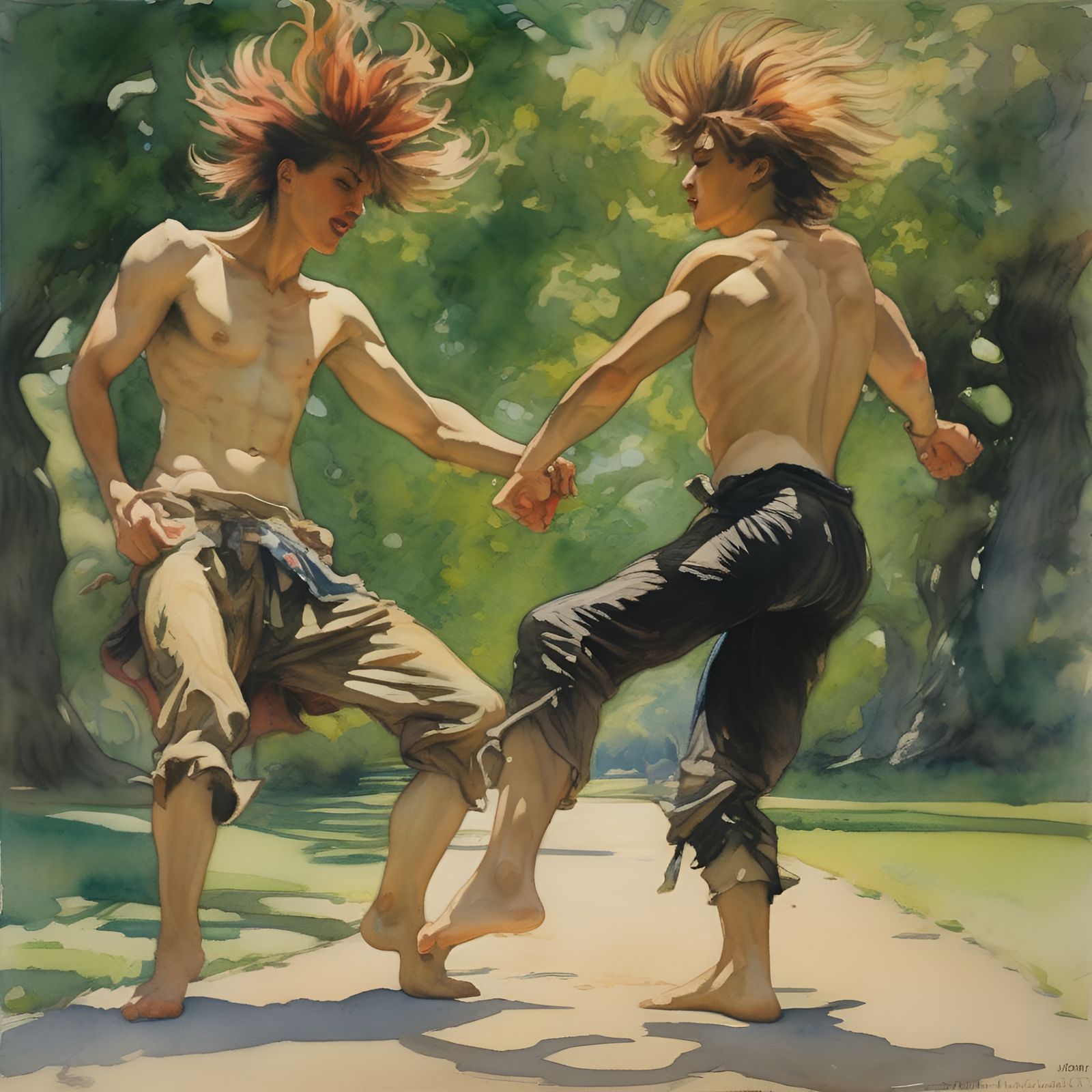 Pogo dancers in the park (2) - AI Generated Artwork - NightCafe Creator