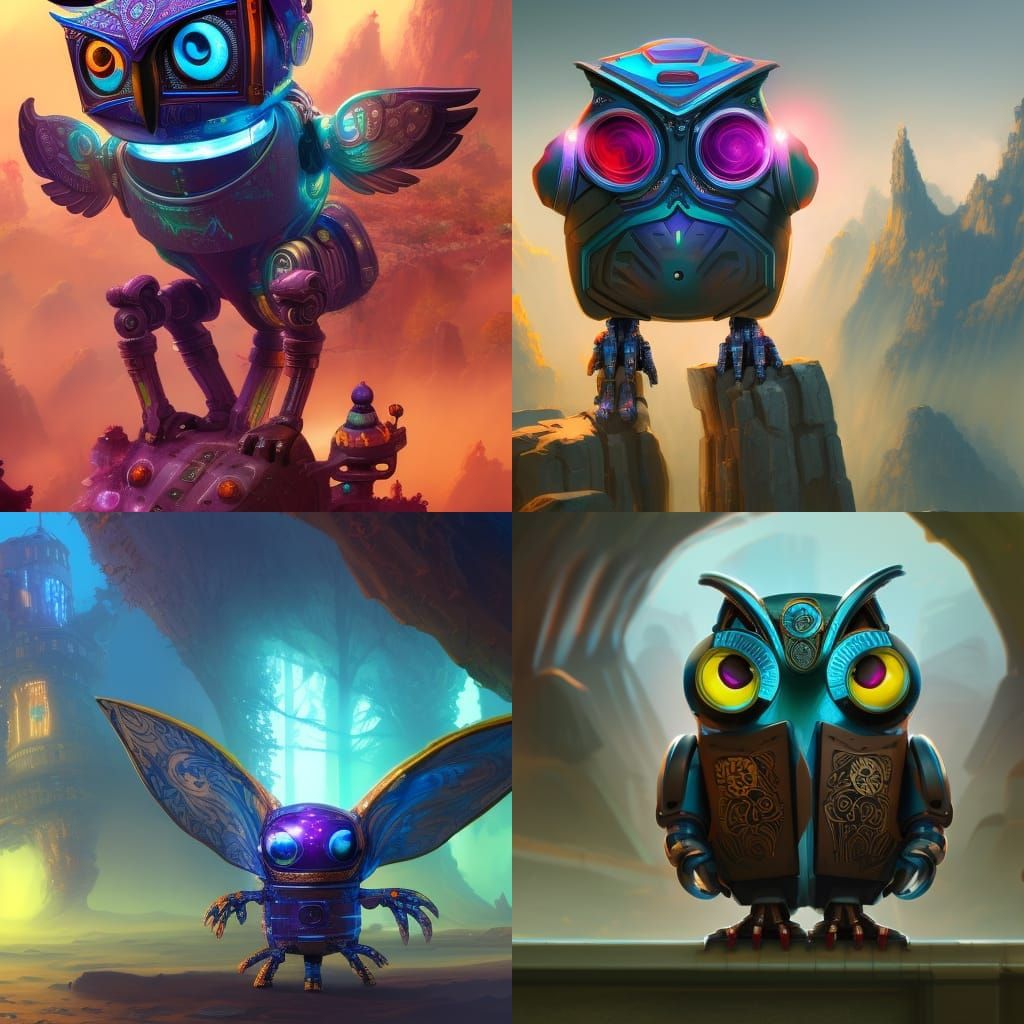 funky robot owl - AI Generated Artwork - NightCafe Creator