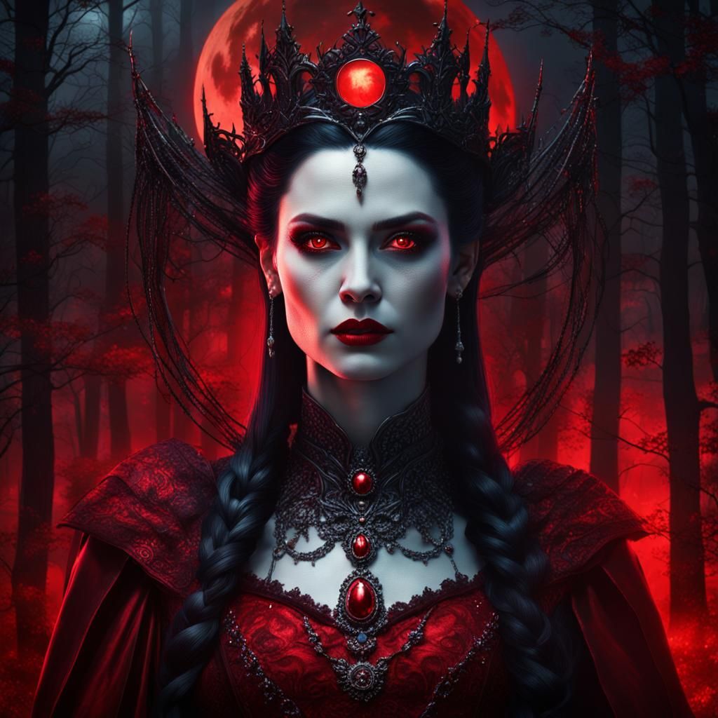 Head and shoulders portrait of a majestic evil vampire queen. - AI ...