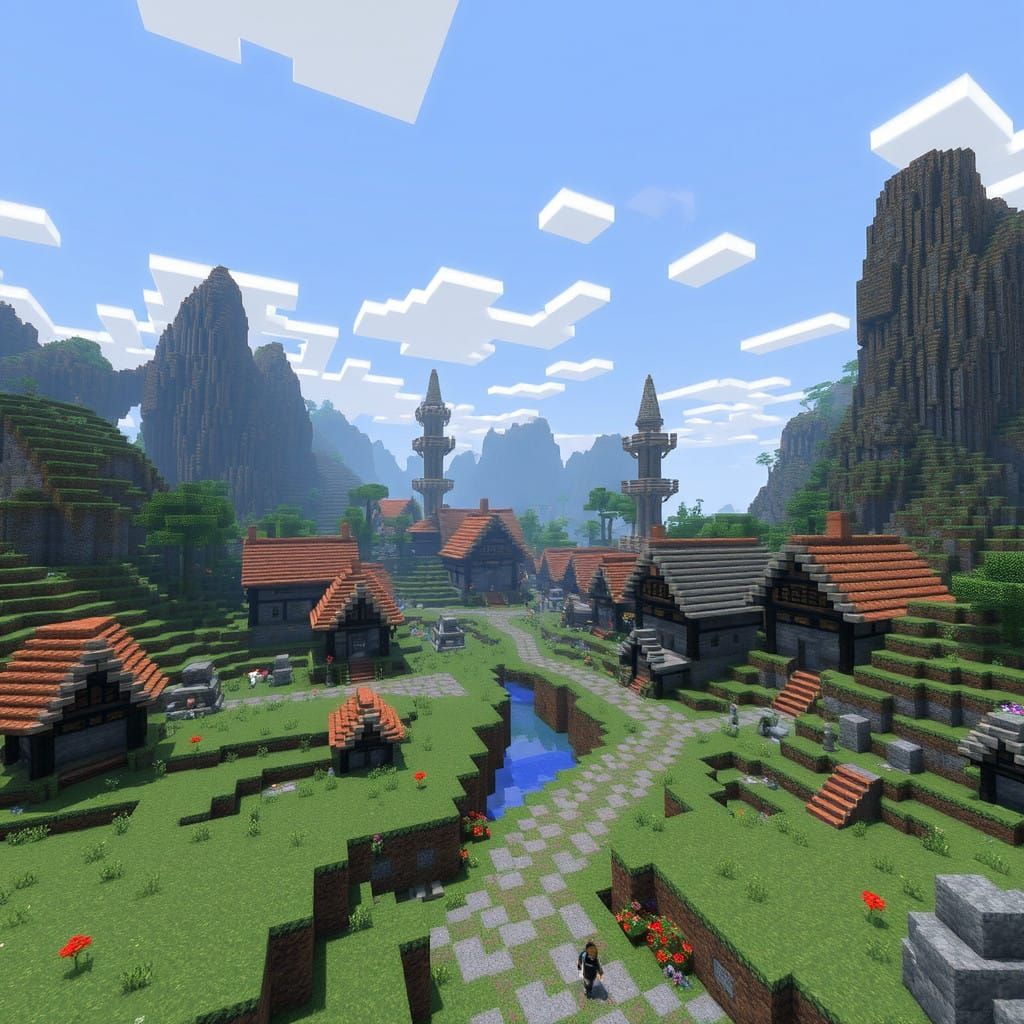 A village created in minecraft - A village created in minec...