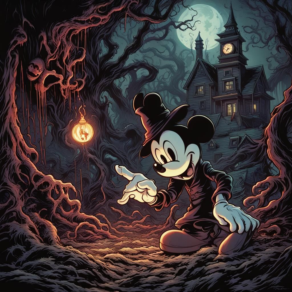 Scary Horror eldritch Mickey Mouse - AI Generated Artwork - NightCafe ...