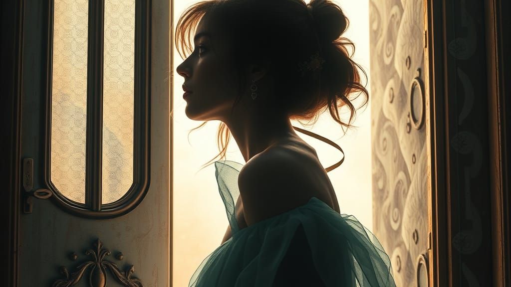 Ethereal Dreamer Standing at the Threshold of a Ra... - AI Art