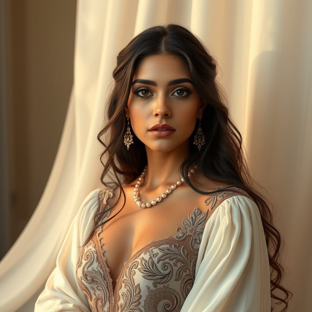 Elegant Portrait of Hanane El Khader in Digital Ar... - AI Art