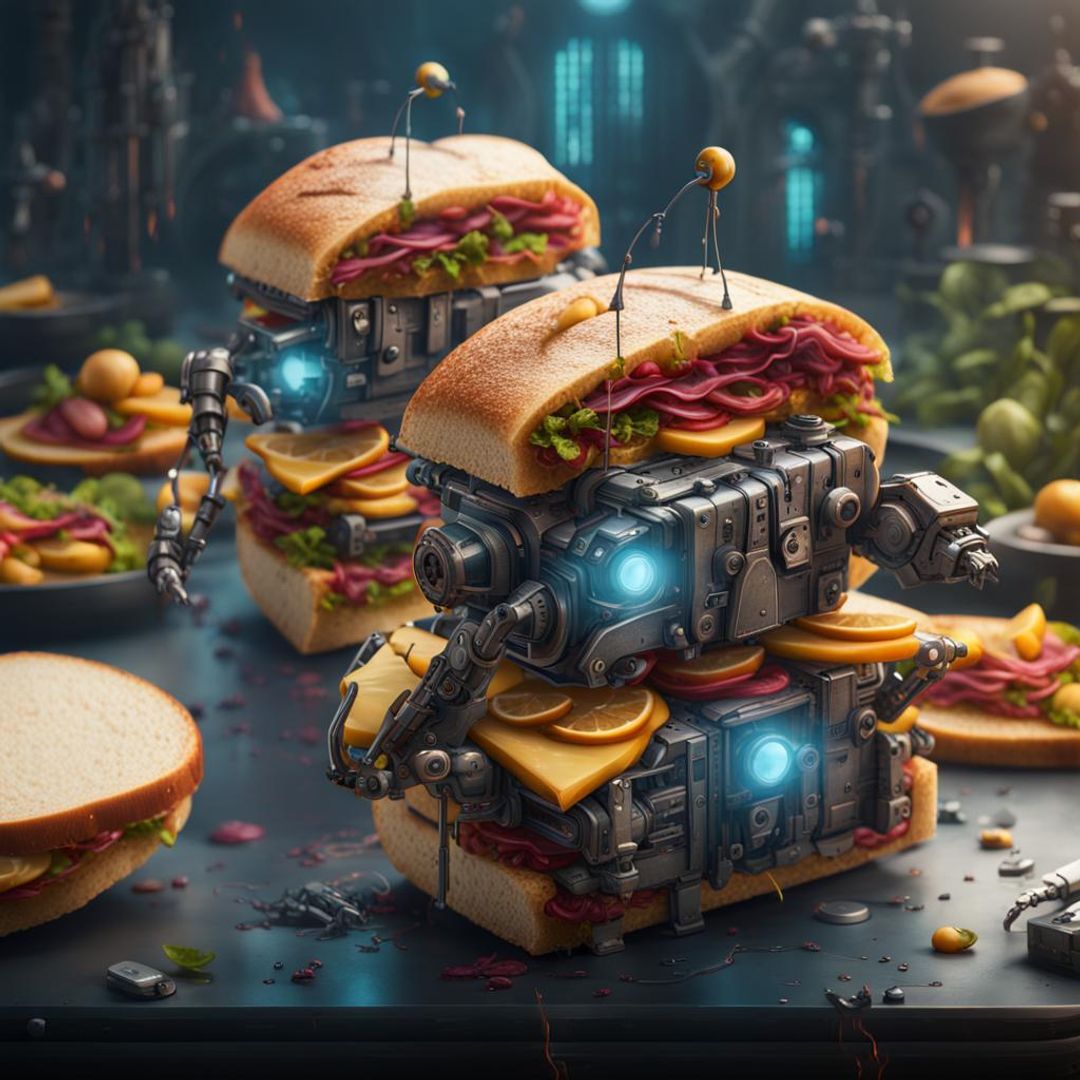 Robotic cyber sandwiches - AI Generated Artwork - NightCafe Creator