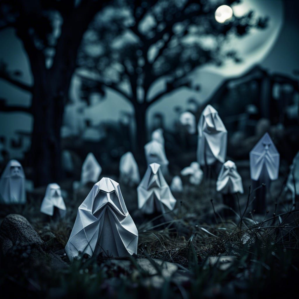Origami Ghosts - AI Generated Artwork - NightCafe Creator